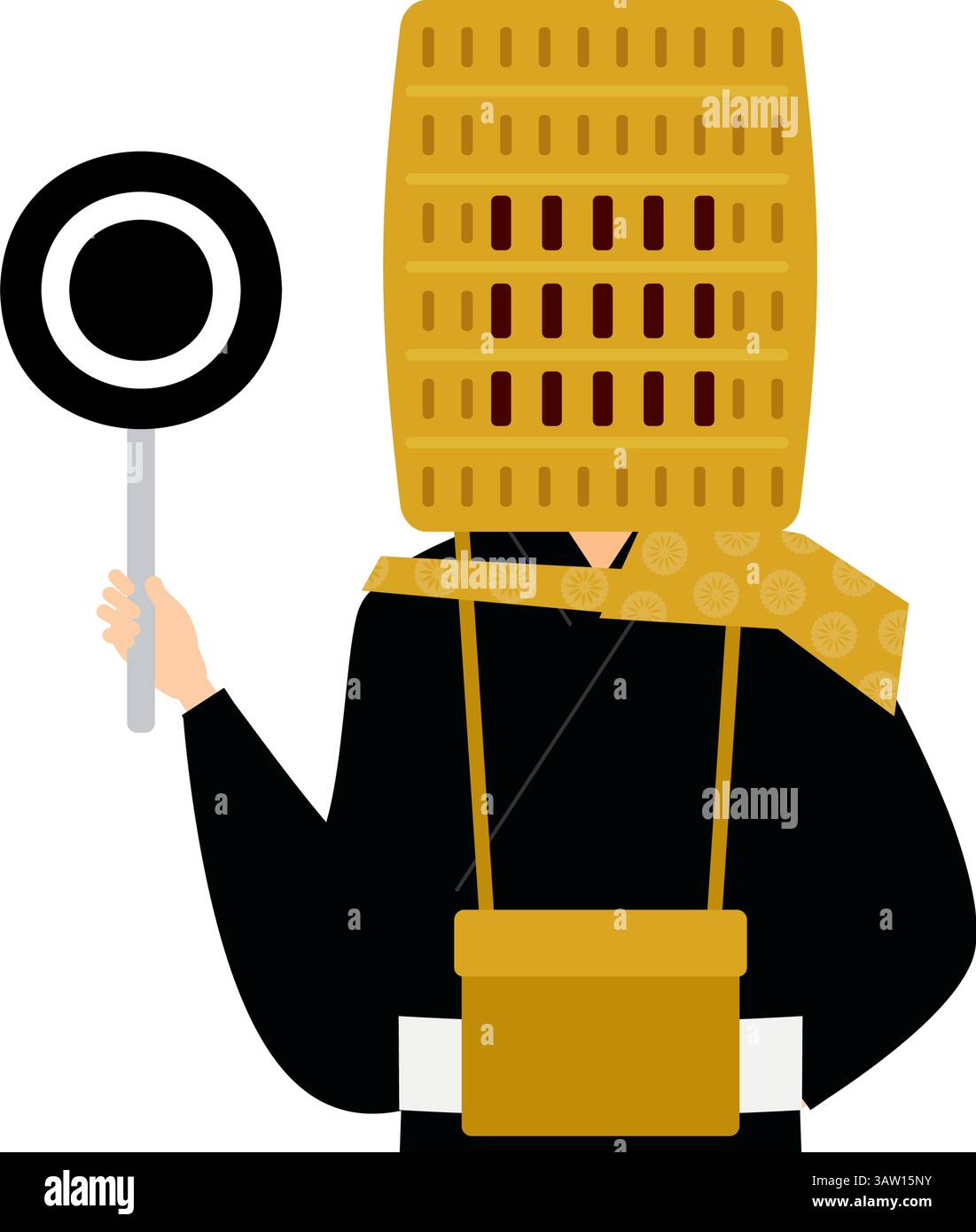 Simple illustration of a buddhist monk holding a maru stick, Vector ...