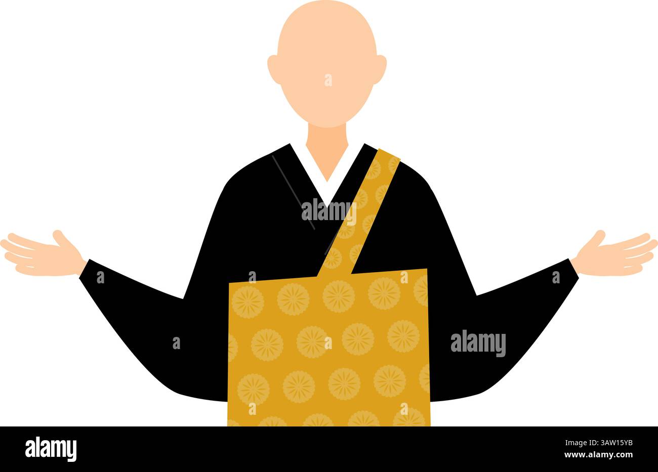 Simple illustration of a buddhist monk extend his arms, Vector ...