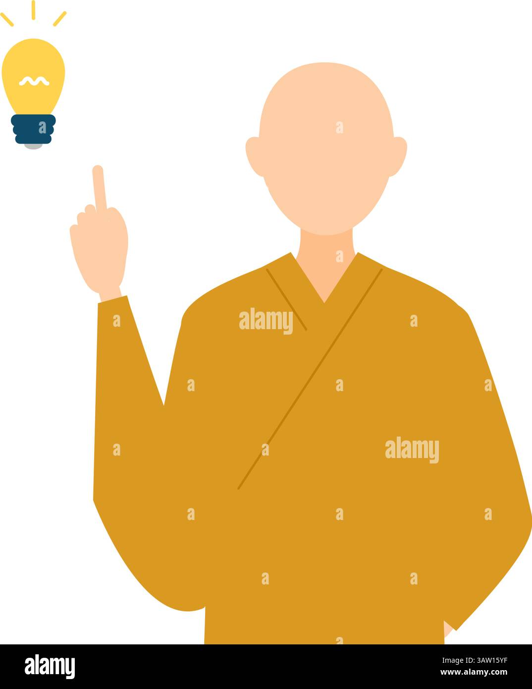 Simple illustration of a buddhist monk inspiring ideas, Vector ...