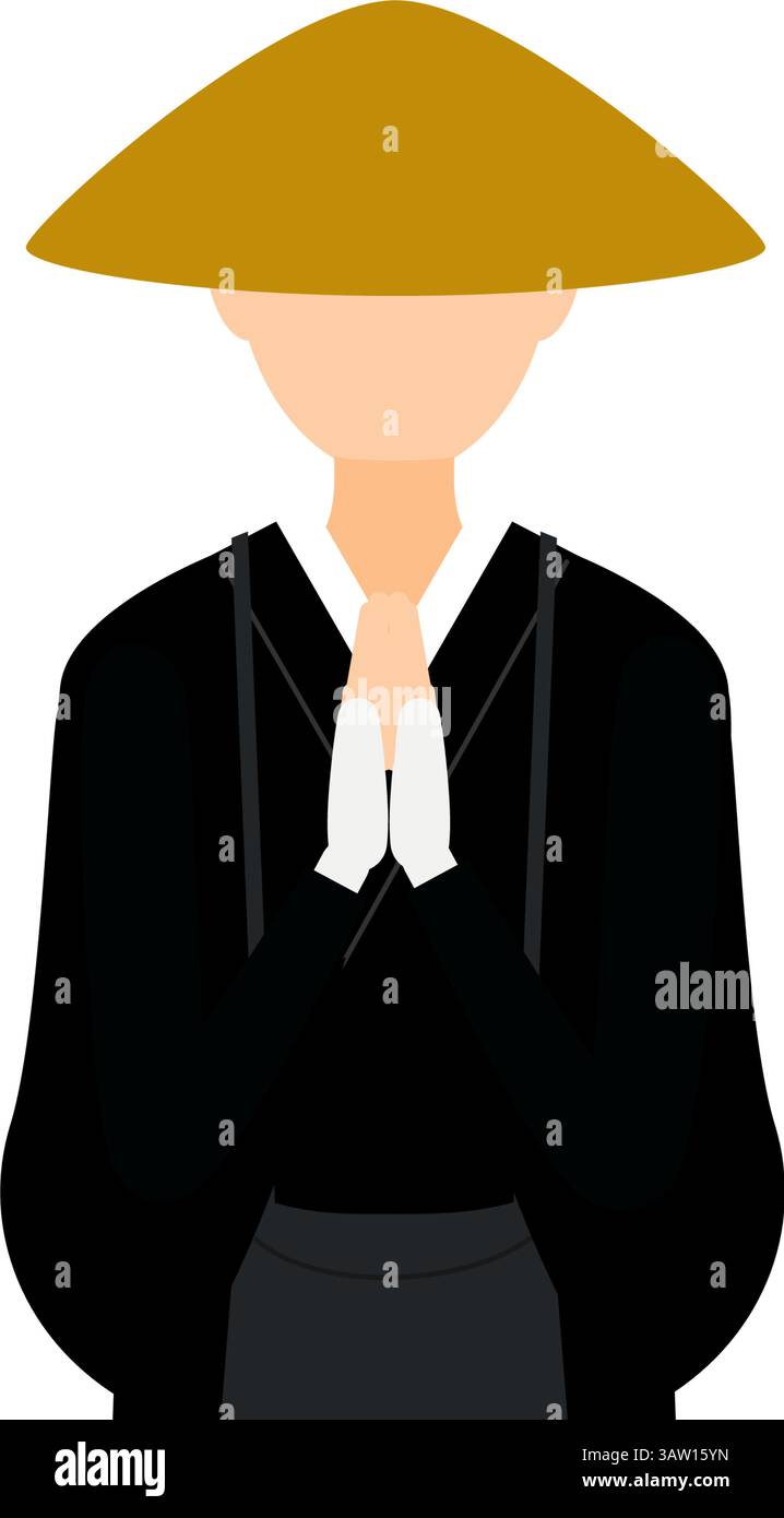 Simple illustration of a buddhist monk extend his arms, Vector ...