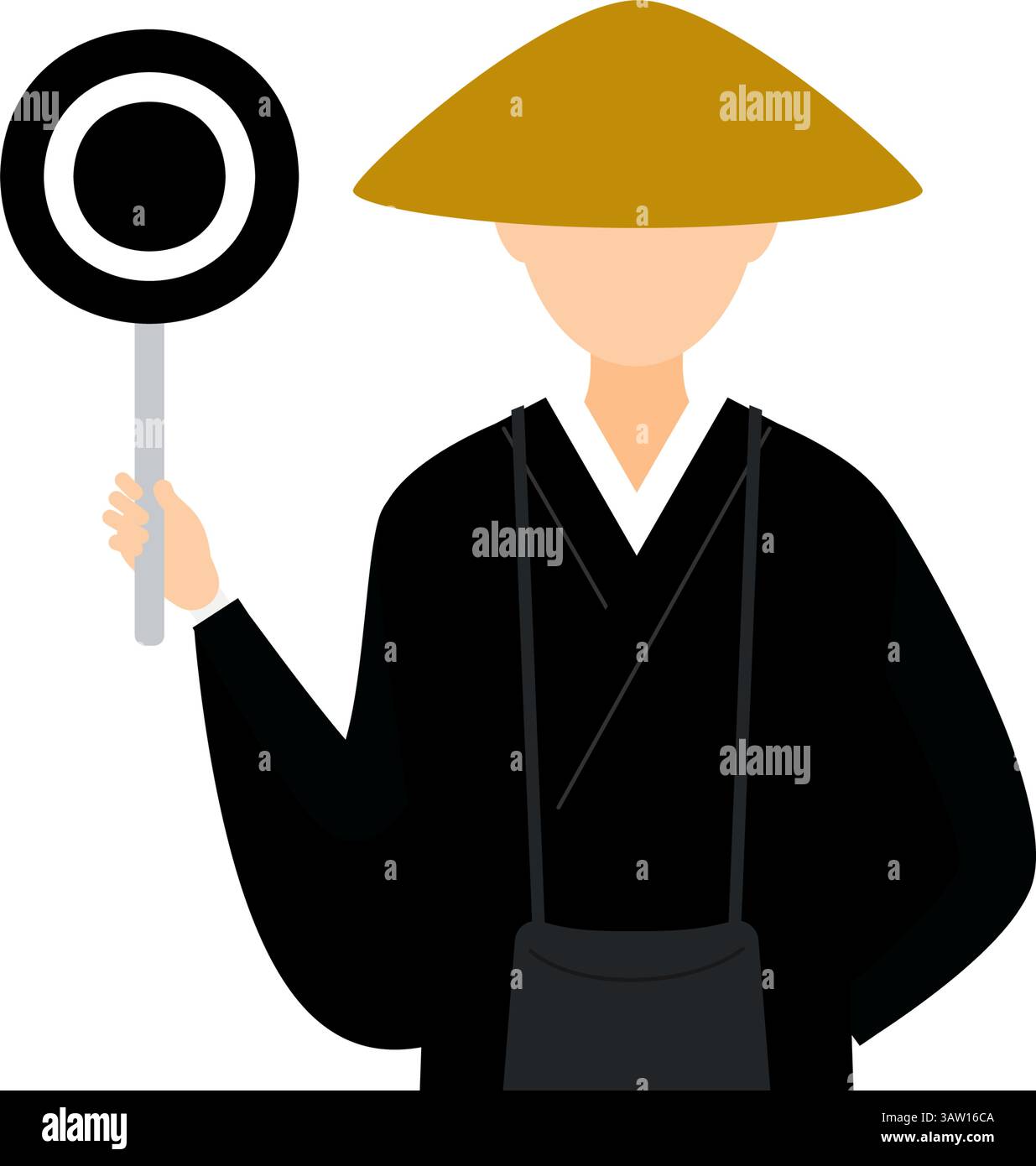 Simple illustration of a buddhist monk holding a maru stick, Vector ...