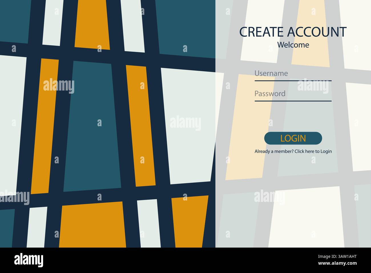 Flat design landing page. Login form user interface vector template ...