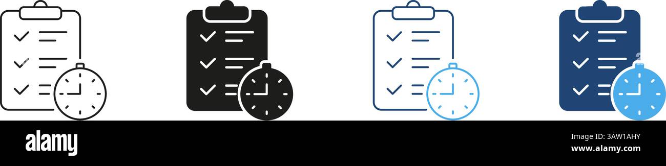 Time Management And Balanced Routine Line and Silhouette Icon Set ...
