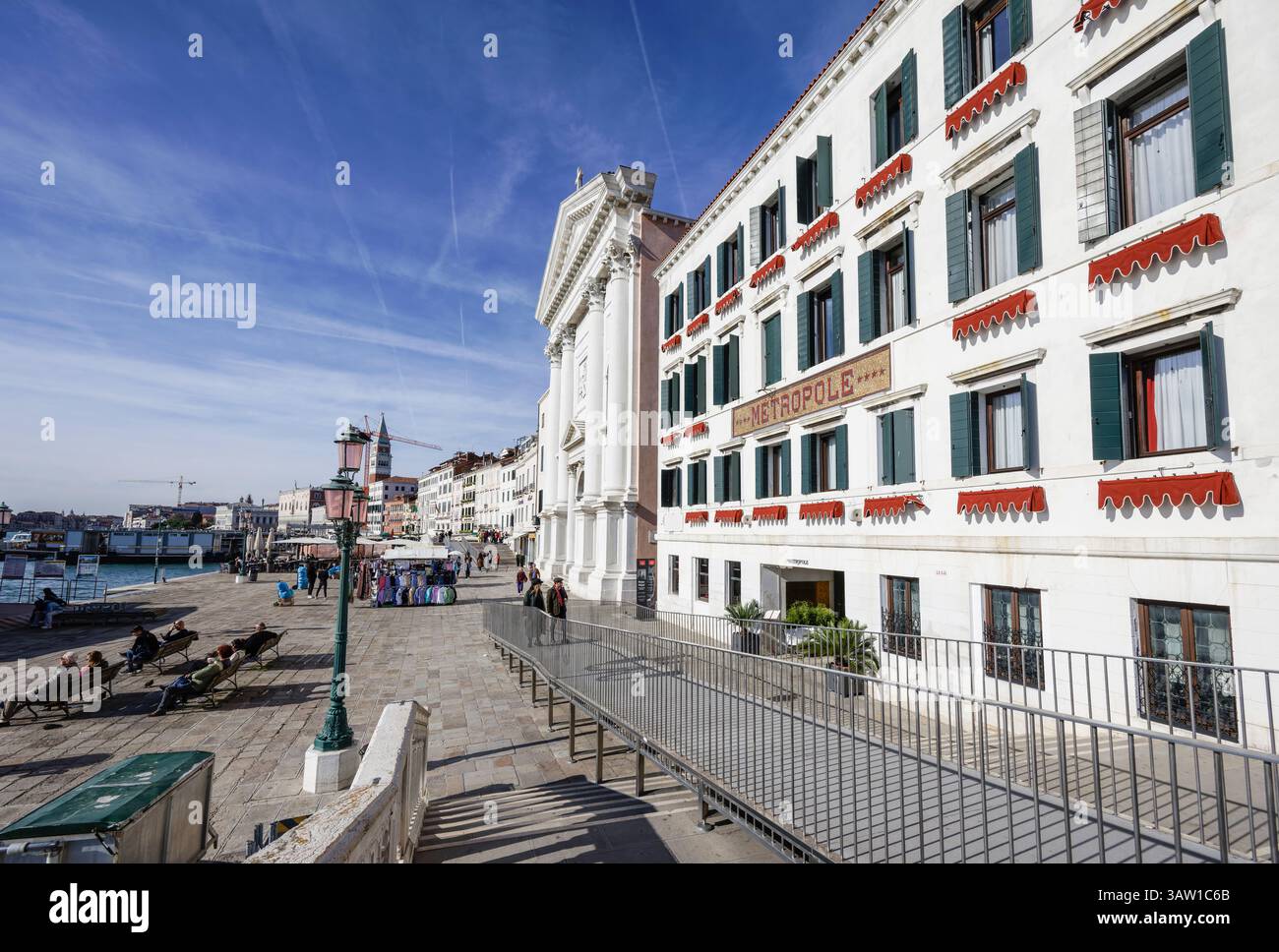 Disabled wheelchair ramps on Riva degli Schiavoni promenade and lagoon ...