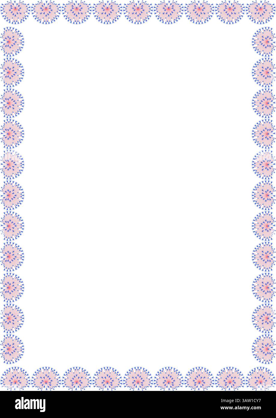 Spring flower pink purple template. Frame with flourish decoration ...