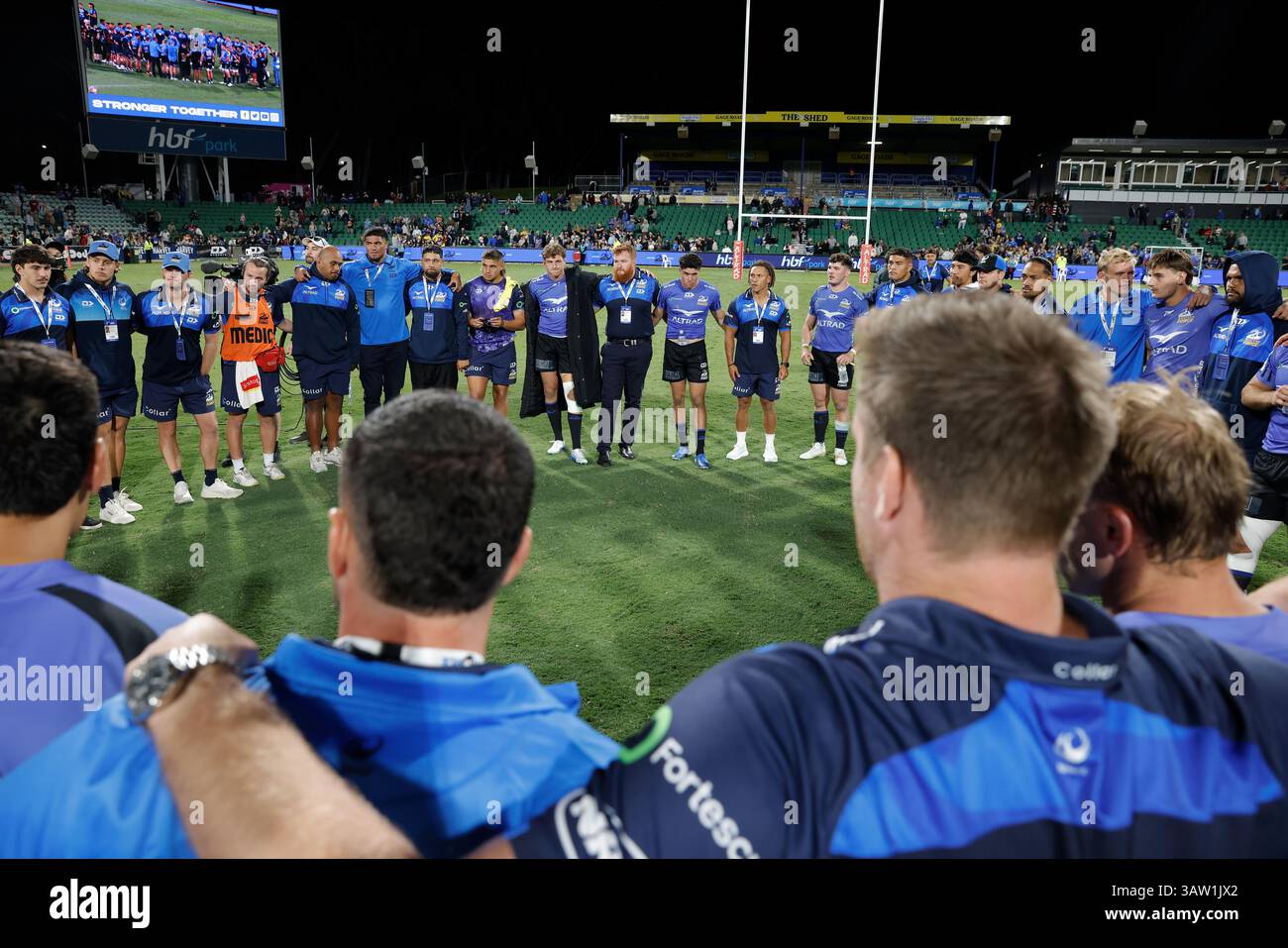 Perth, Australia. 19th Apr, 2025. The Force gather after a draw during ...
