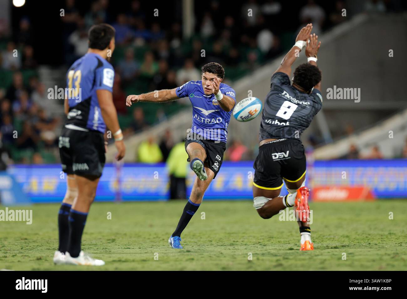 Perth, Australia. 19th Apr, 2025. Ben Donaldson of the Force kicks the ...