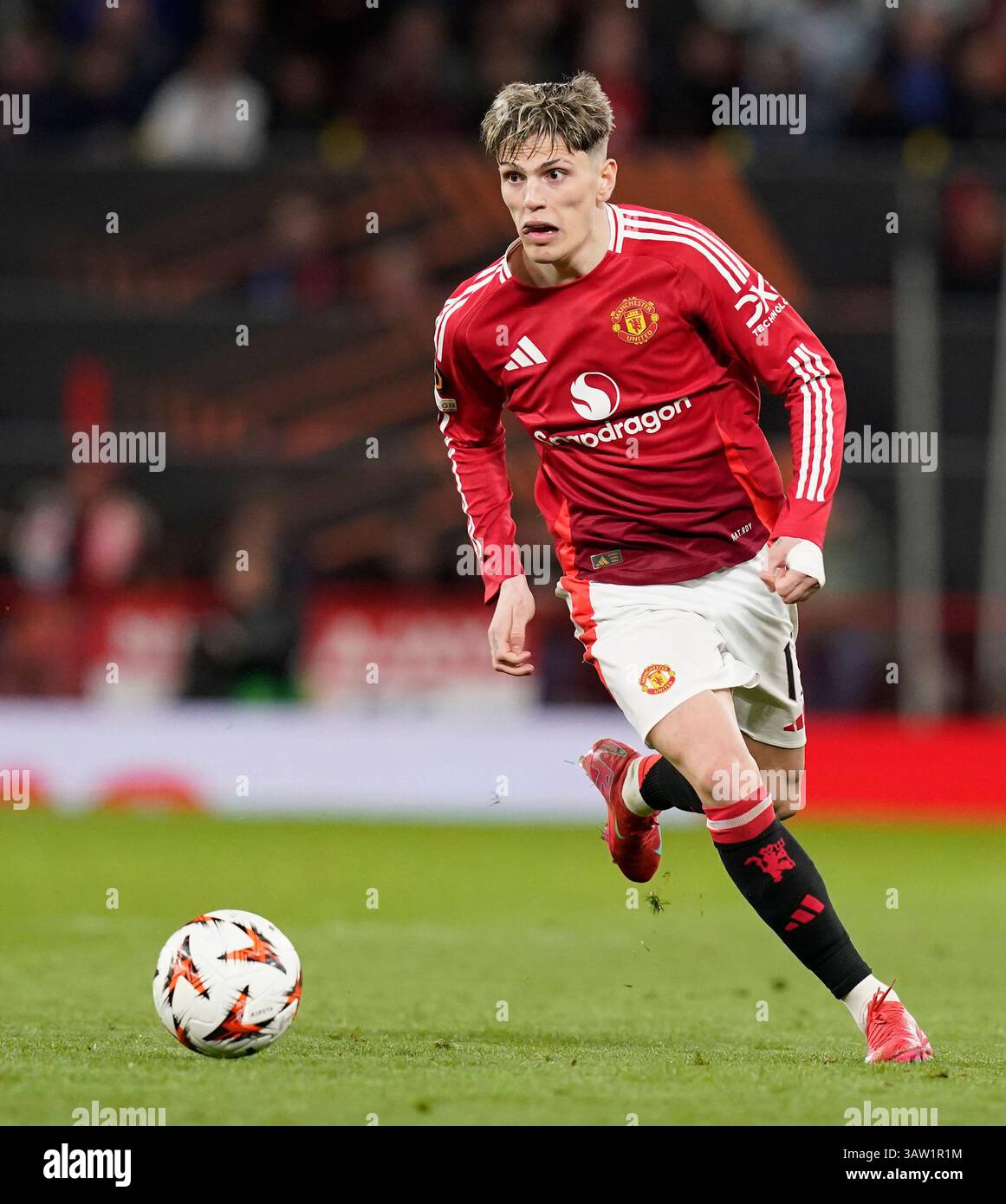 Manchester, UK. 17th Apr, 2025. Alejandro Garnacho of Manchester United ...