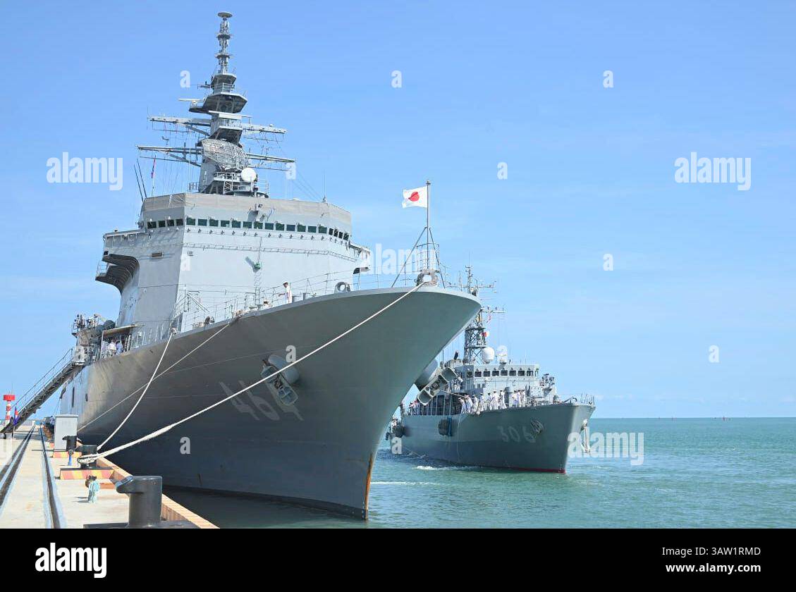 In this photo released by Cambodia's Ream Naval Base, two Japanese ...