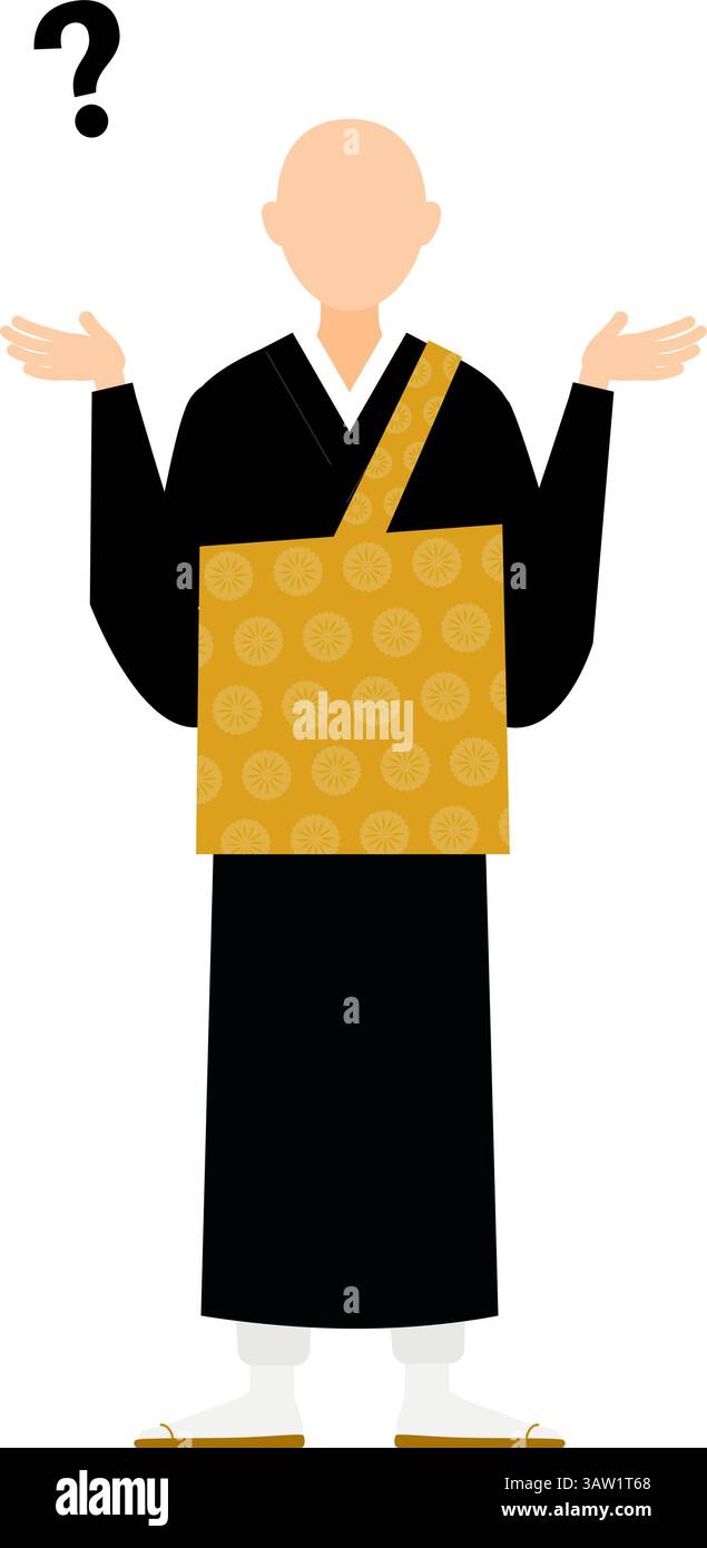 Simple illustration of a buddhist monk questioning, Vector Illustration ...