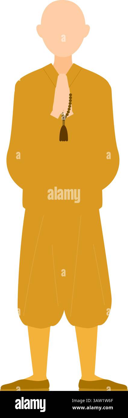 Simple illustration of a buddhist monk extend his arms, Vector ...