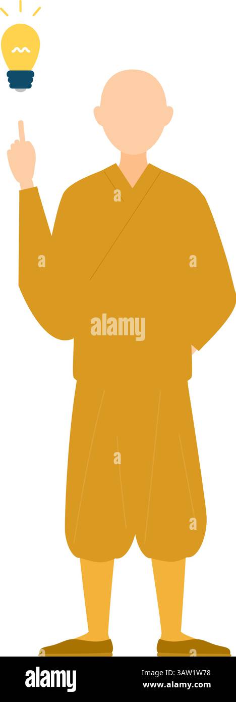 Simple illustration of a buddhist monk inspiring ideas, Vector ...