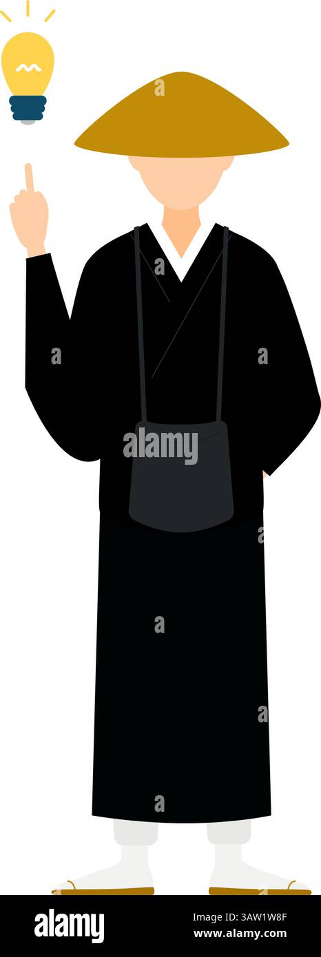Simple illustration of a buddhist monk inspiring ideas, Vector ...