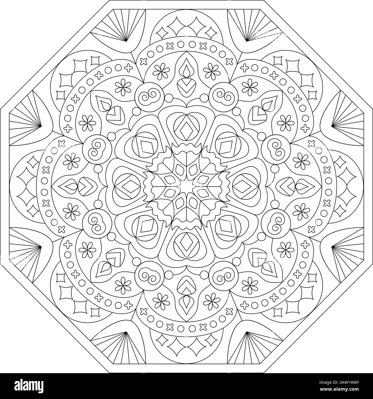 Octagonal mandala design with floral and geometric details – ideal for ...