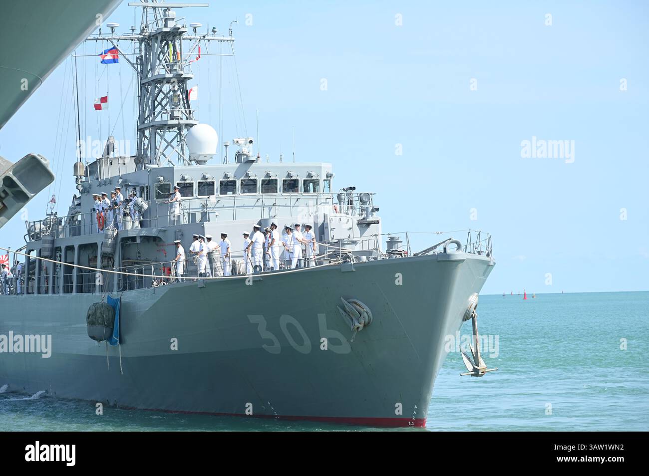 In this photo released by Cambodia's Ream Naval Base, a Japanese ...
