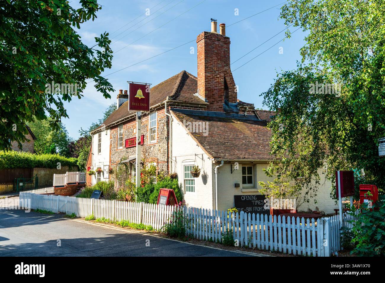 The picturesque 18th century Bell Inn, the village public house at ...