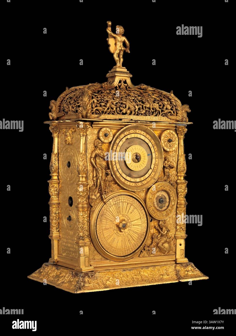 Opulent antique gold astronomical table clock Stock Photo - Alamy