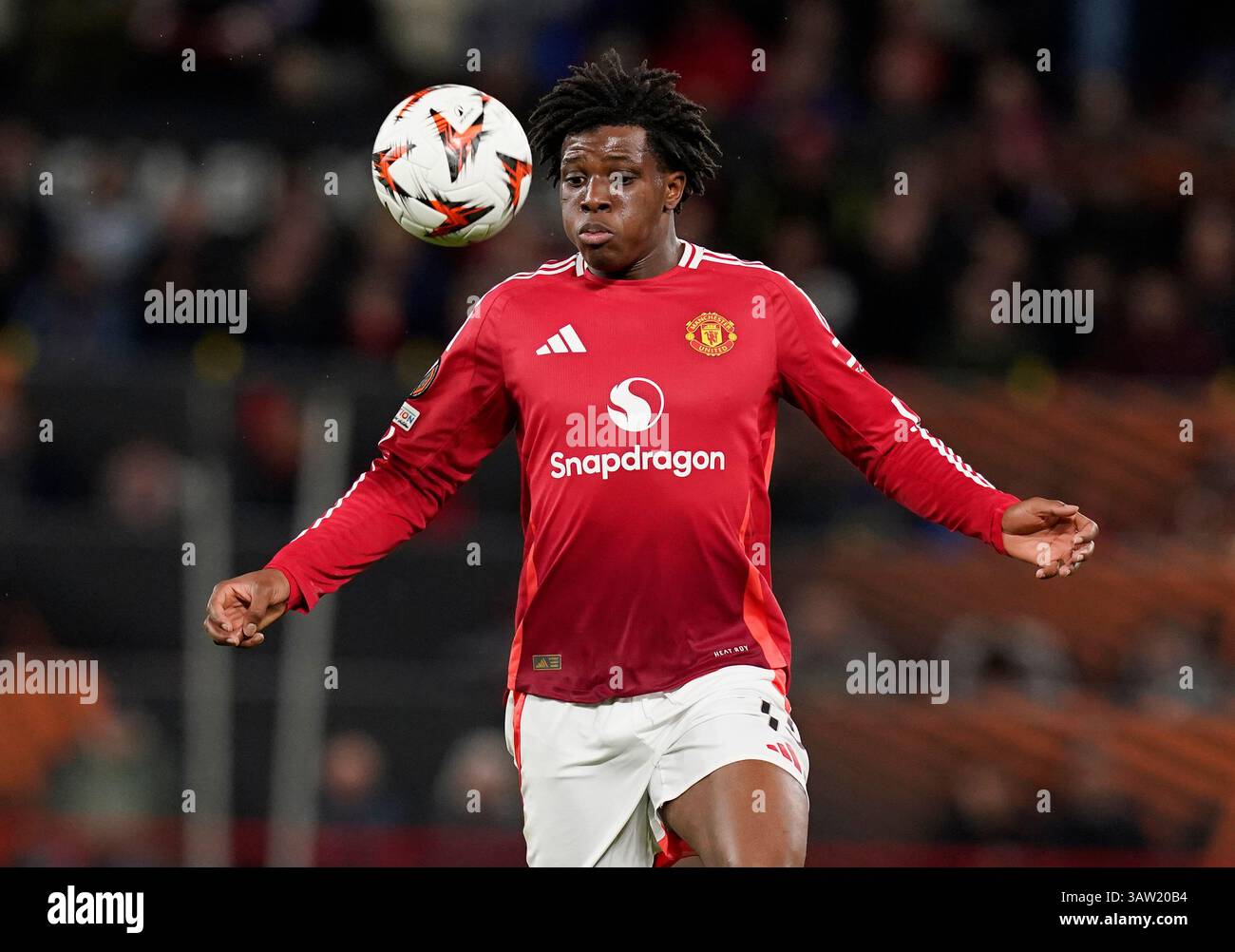 Manchester, UK. 17th Apr, 2025. Patrick Dorgu of Manchester United ...