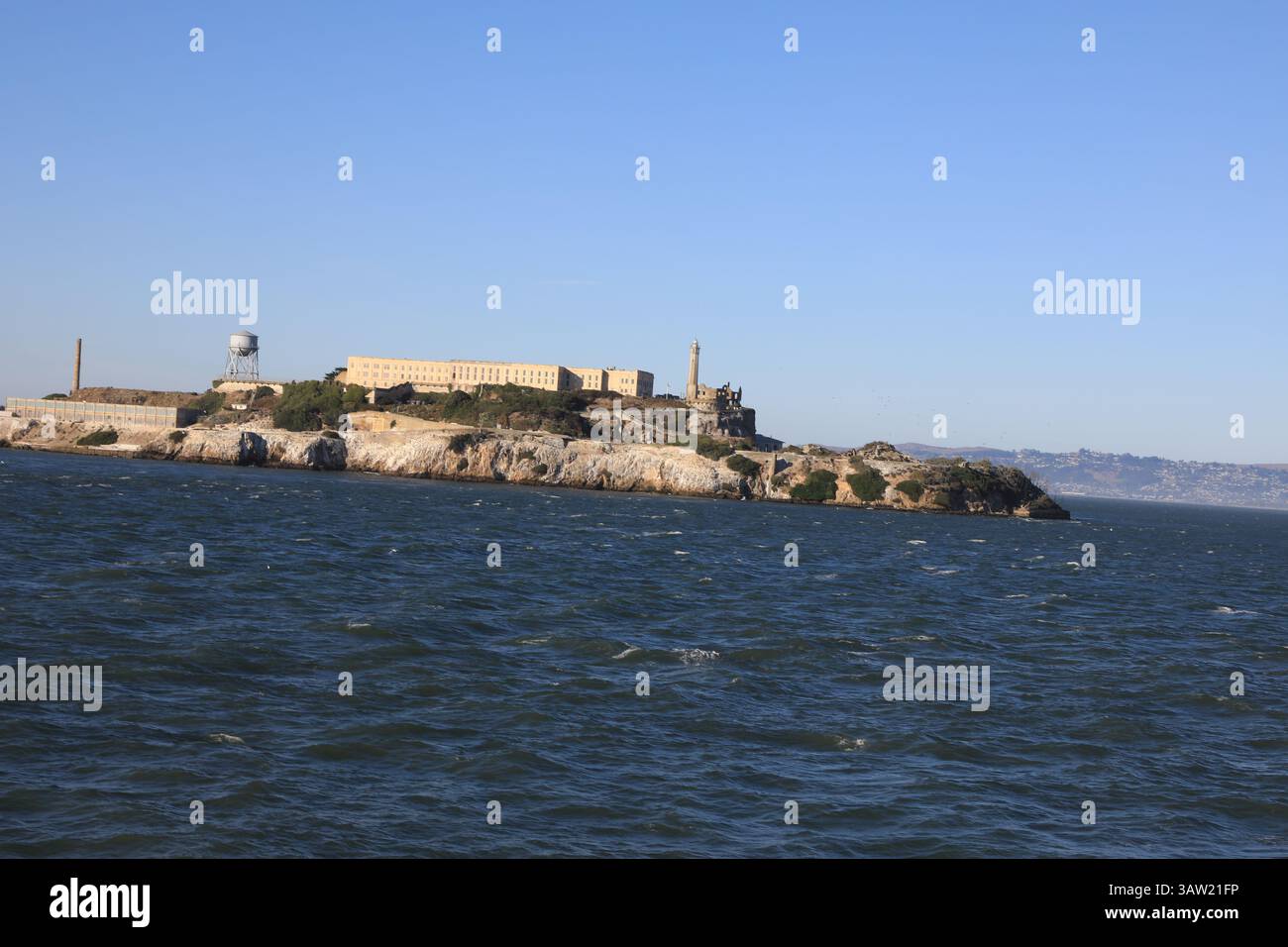 The Alcatraz island, lighthouse and Warden's House Stock Photo - Alamy