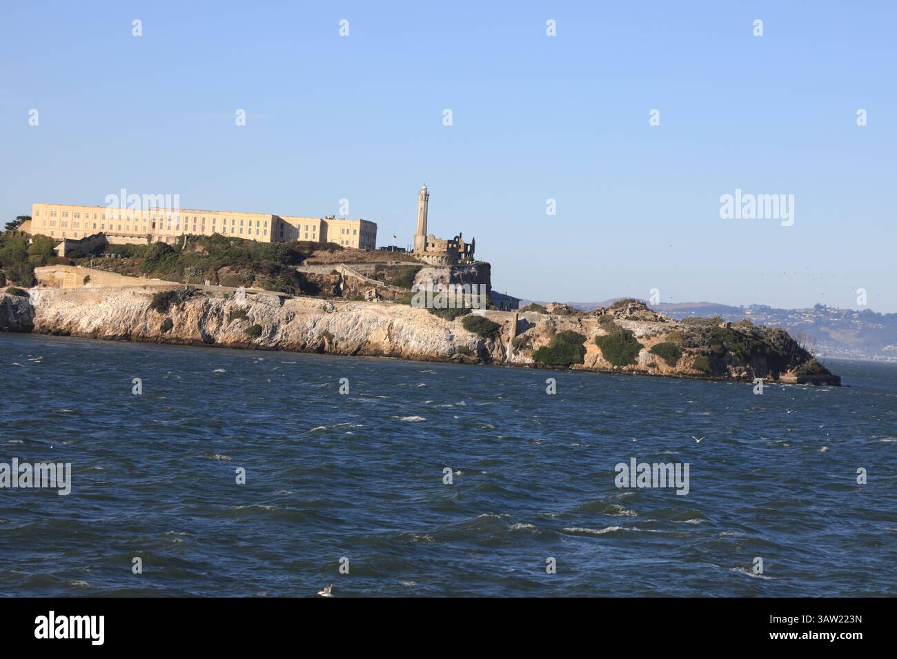 The Alcatraz island, lighthouse and Warden's House Stock Photo - Alamy