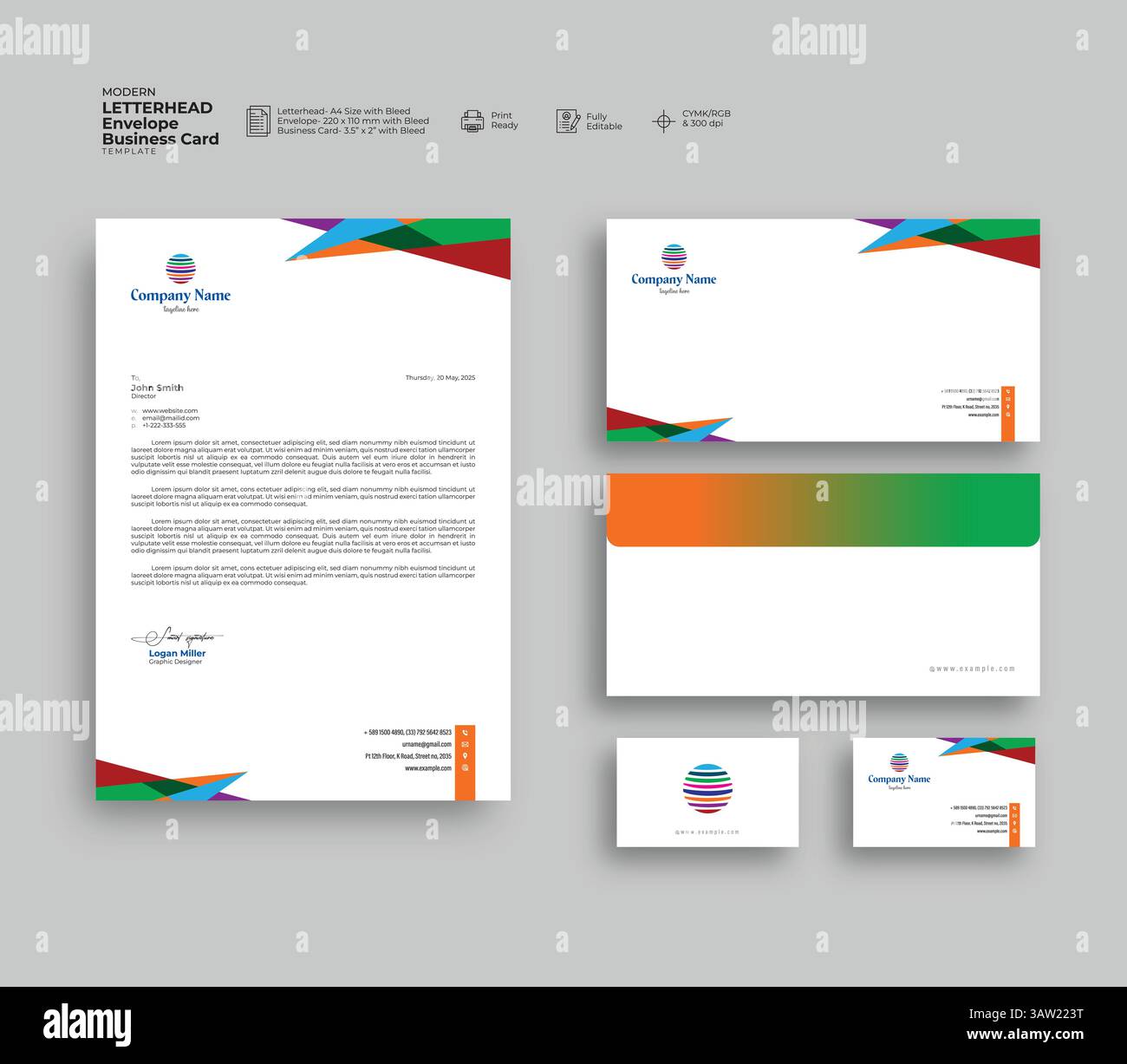 Modern and Minimalist Letterhead Stationary set template Stock Vector ...
