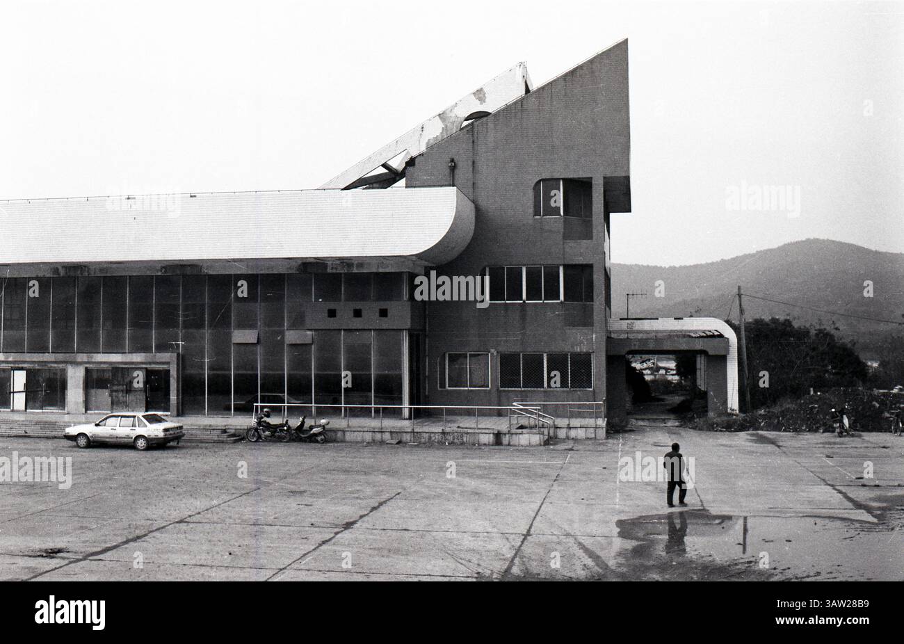 Monochrome Film Portrait of Suzhou Guangfu Airport Old Terminal with J ...