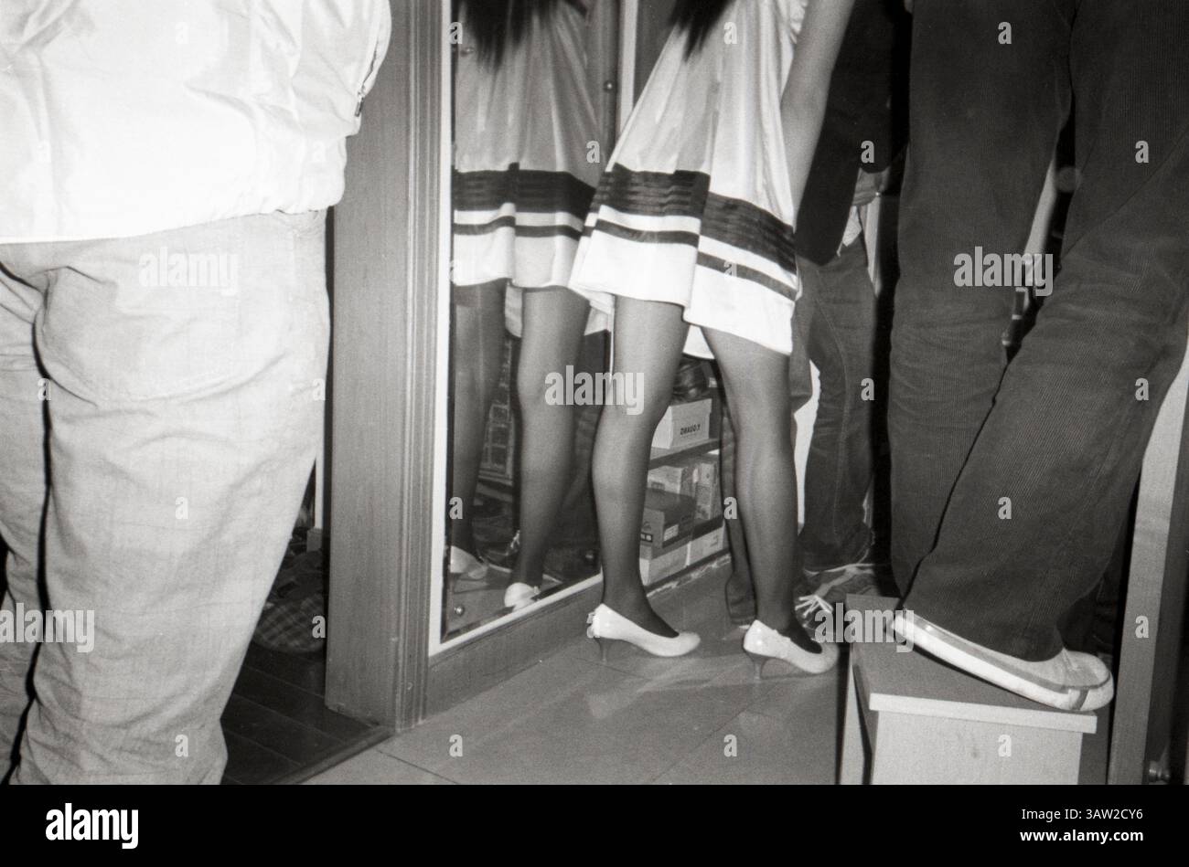 Candid Monochrome Reflection of Youth Gathering in Home Interior Stock ...