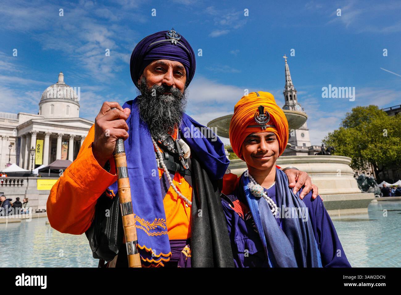 London, UK. 19th Apr, 2025. A father and son wearing the Bana ...