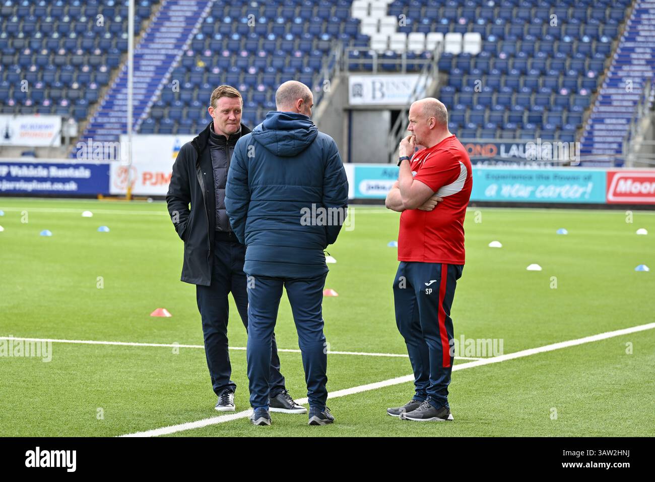 Falkirk, Scotland, UK. 19th April, 2025. Raith Robvers manager Barry ...