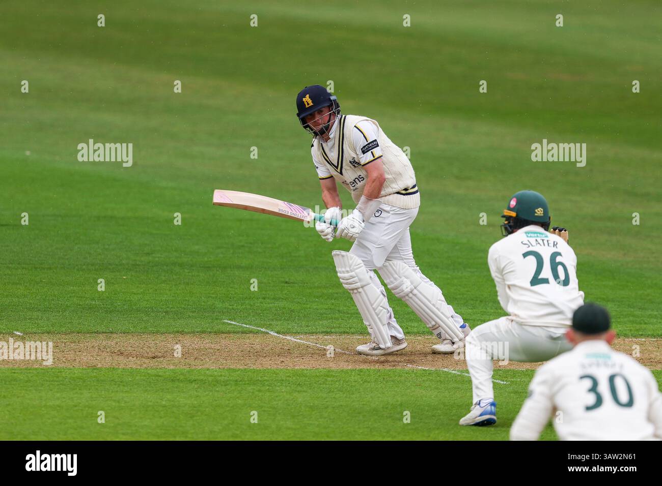 Birmingham, UK. 19th Apr, 2025. #54, Ethan Bamber of Warwickshire in ...
