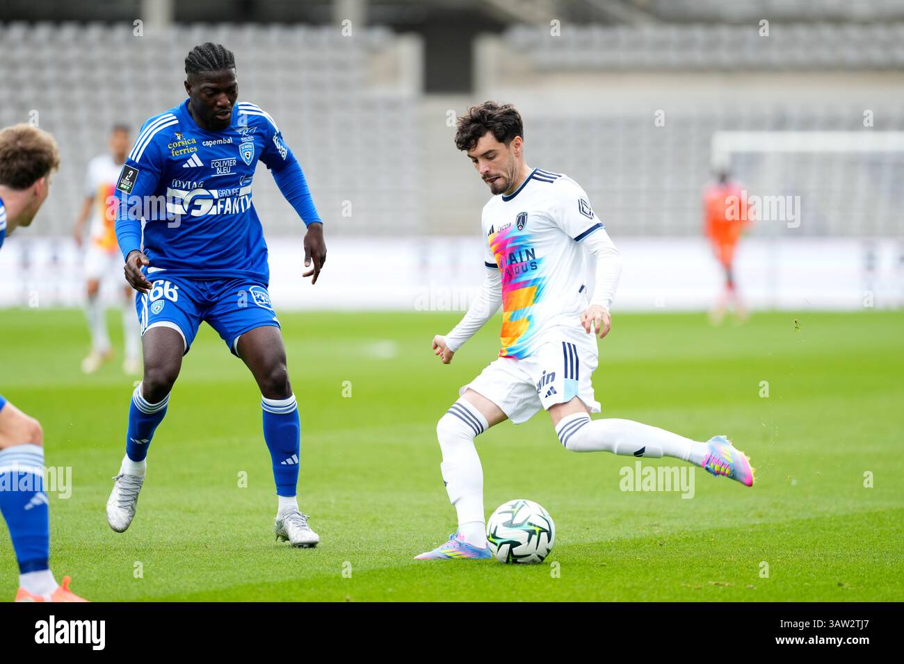 66 Jocelyn JANNEH (scb) - 13 Mathieu CAFARO (pfc) during the Ligue 2 ...
