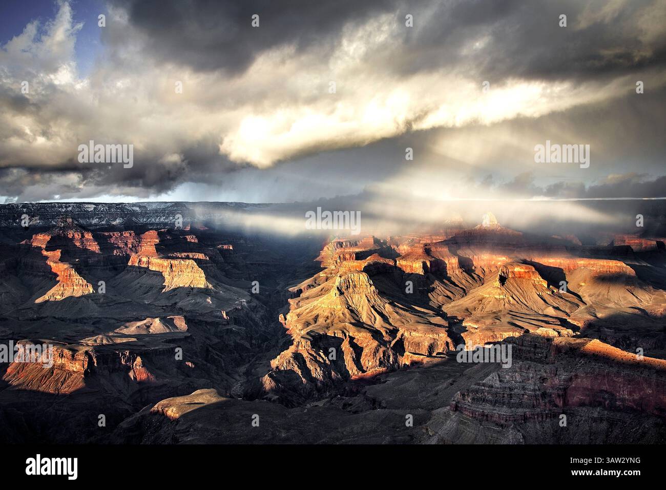 A dramatic, storm-laden view from Yavapai Point on the South Rim of the ...