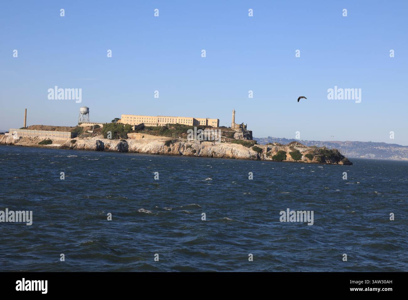 The Alcatraz island, lighthouse and Warden's House Stock Photo - Alamy