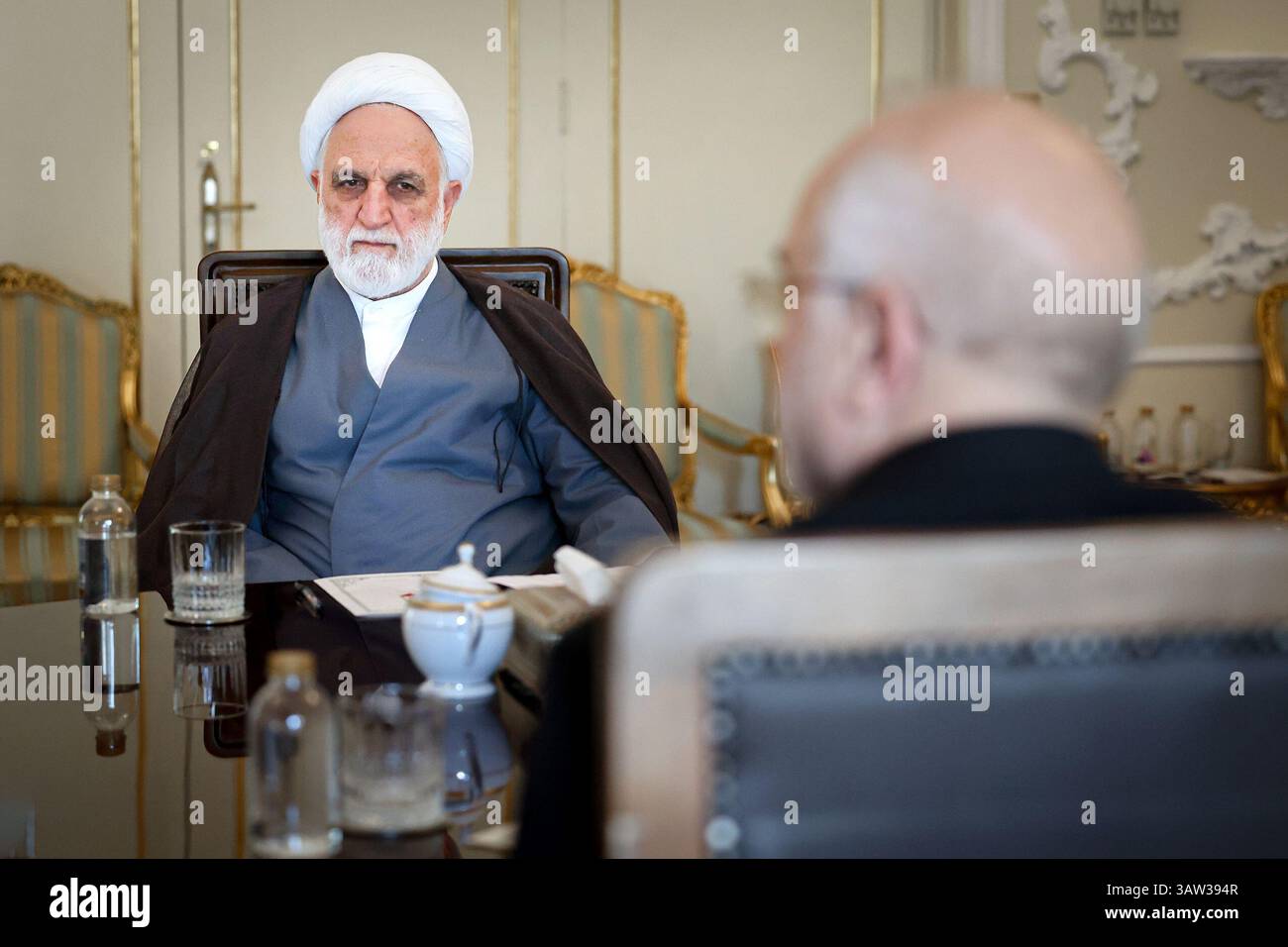 Tehran, Iran. 19th Apr, 2025. Iranian Chief Justice GHOLAM HOSSEIN ...