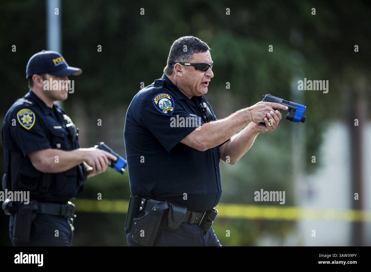 April 12, 2016 - Merced Police officer Steve Smith leads the formation ...