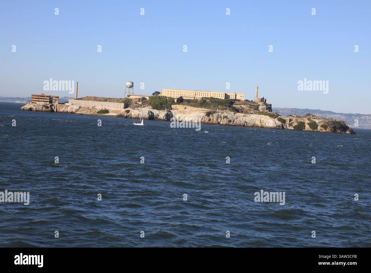The Alcatraz island, lighthouse and Warden's House Stock Photo - Alamy