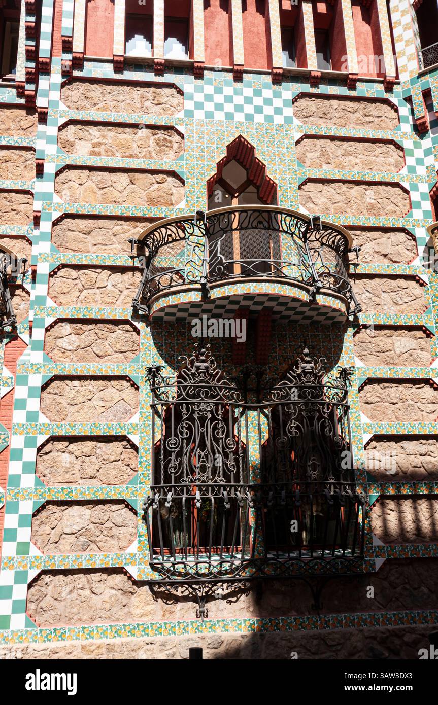 Casa Vicens, detail balcony, a modernist style house with neoarabic ...