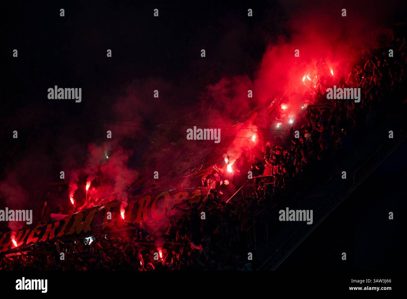 Signal-Iduna-Park, Dortmund, 15.04.2025: Fans of Mailand burn some ...