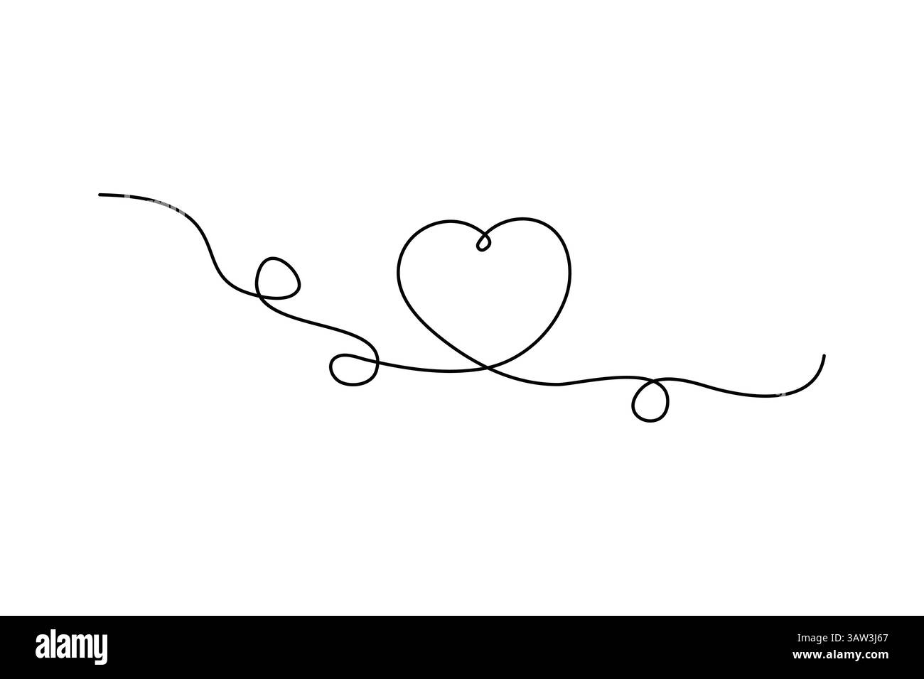Valentine's day one line art drawing of love shape isolated outline ...
