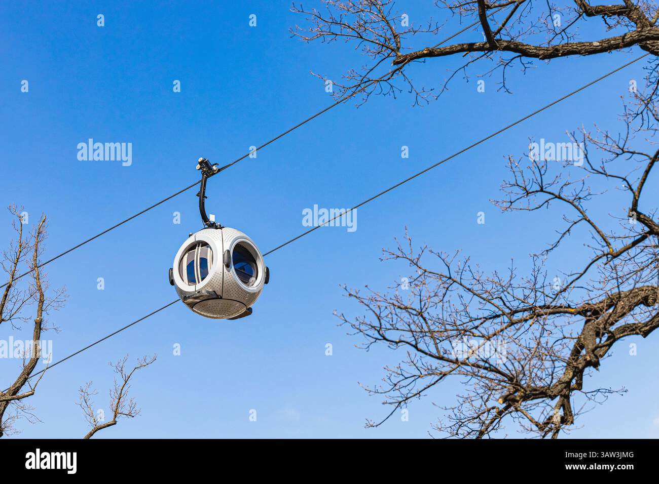 Moscow, Russia - April 16, 2025: aerial tram at the All-Russian ...