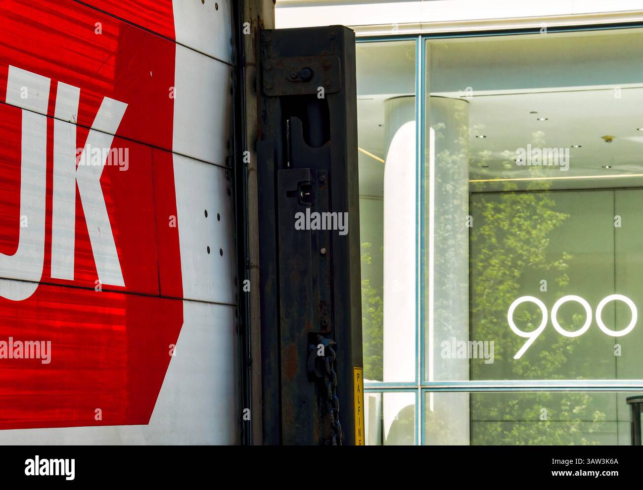 Letters and numbers seen on a downtown street Stock Photo - Alamy