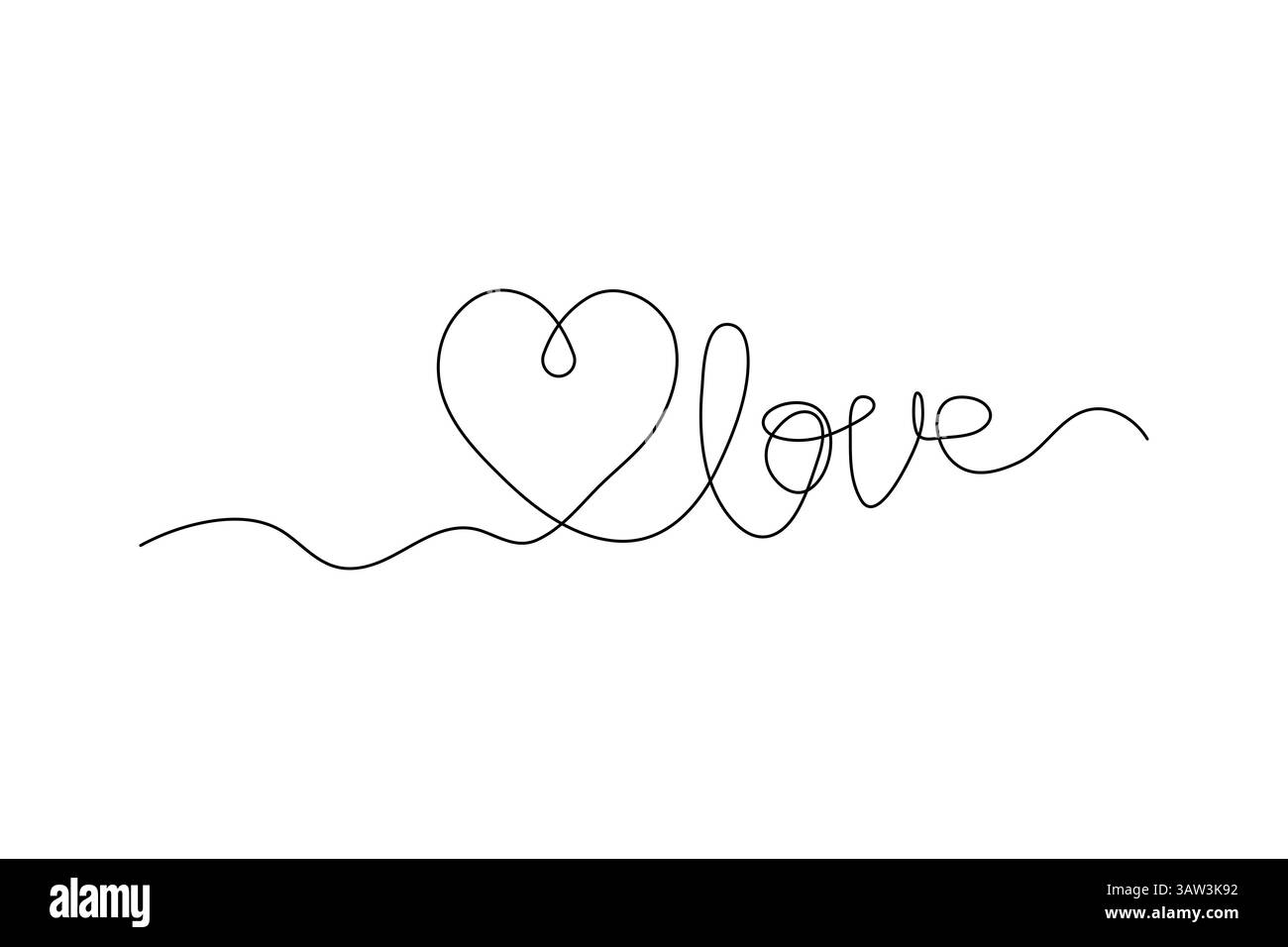 Valentine's day one line art drawing of love shape isolated outline ...