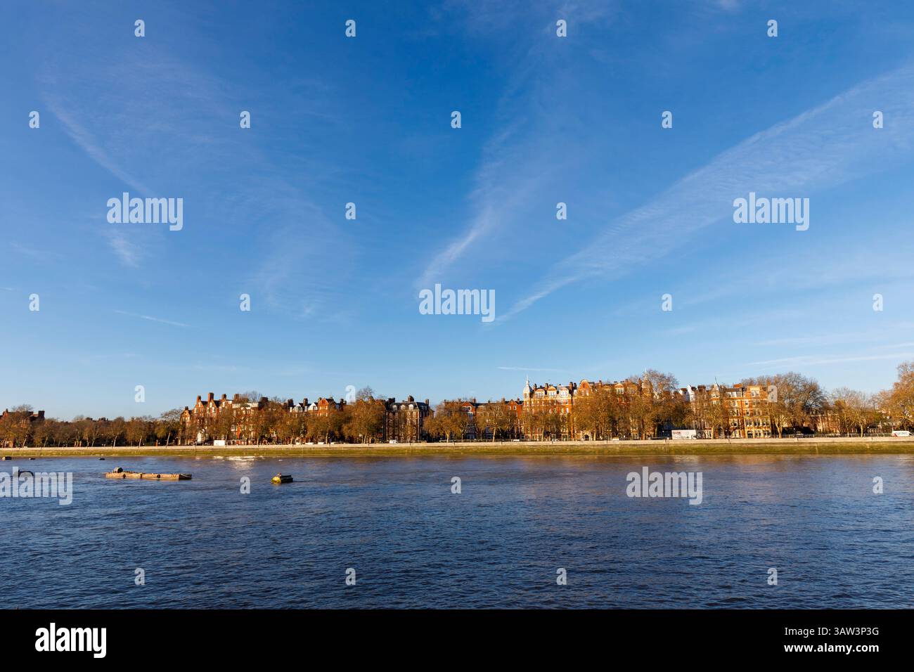 Chelsea embankment and the River Thames, London, England, UK Stock ...