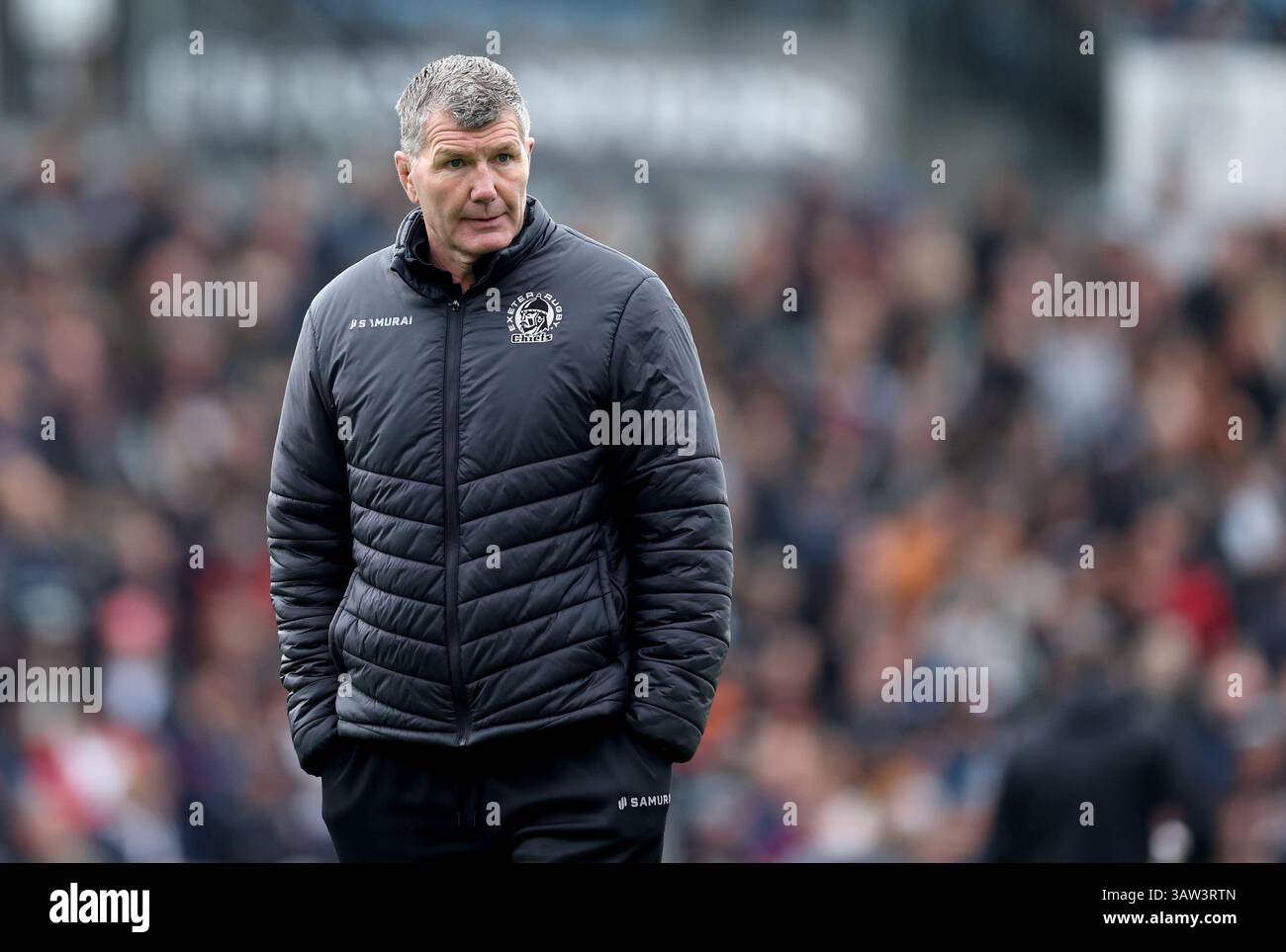 Exeter Chiefs Director of Rugby Rob Baxter on the pitch ahead of the ...