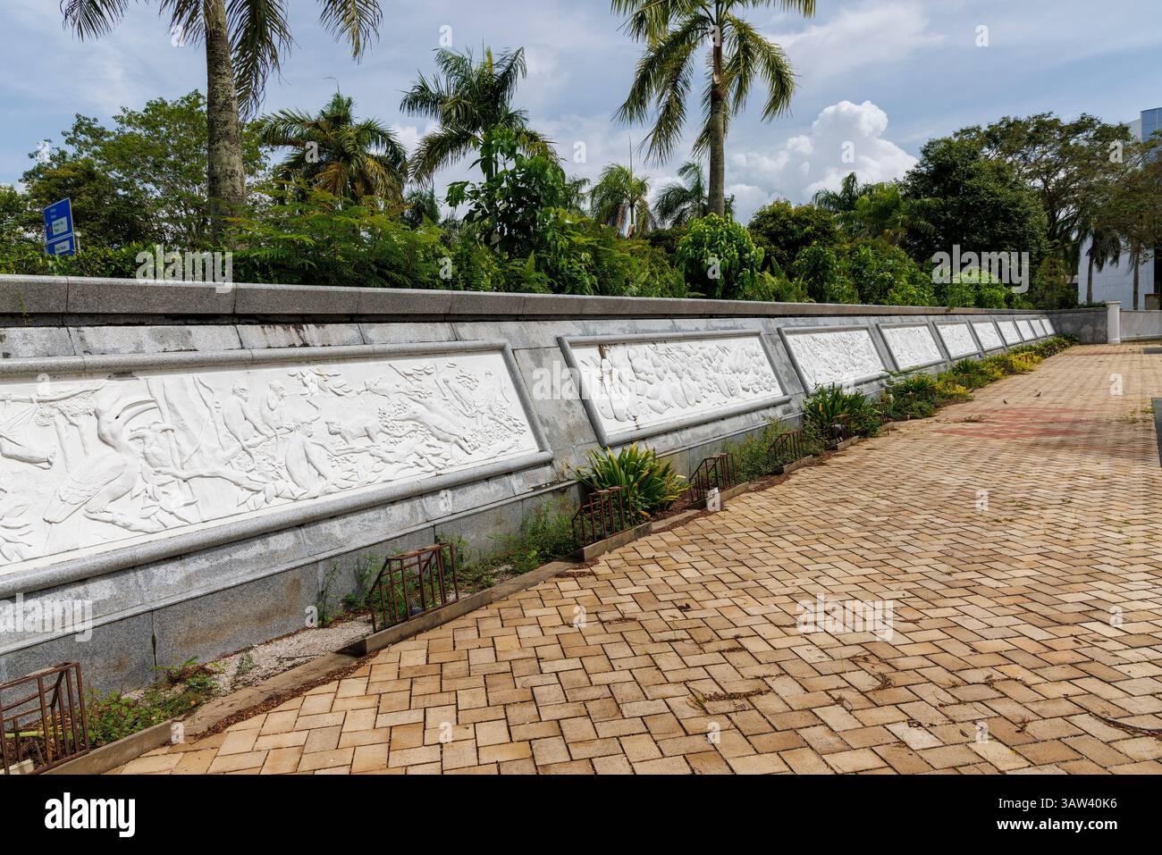 Sculpture wall in the Promenade, Miri City Fan park, Miri, Malaysia ...