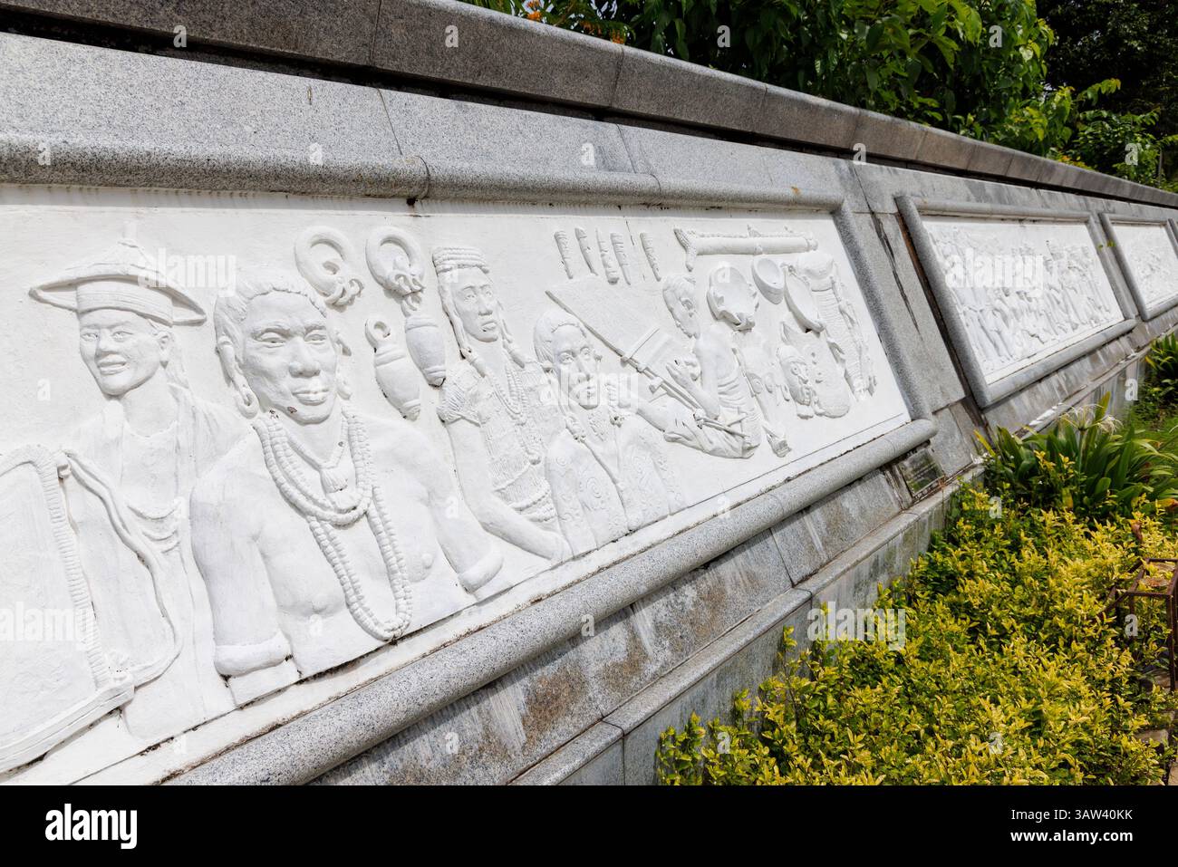 Sculpture wall in the Promenade, Miri City Fan park, Miri, Malaysia ...