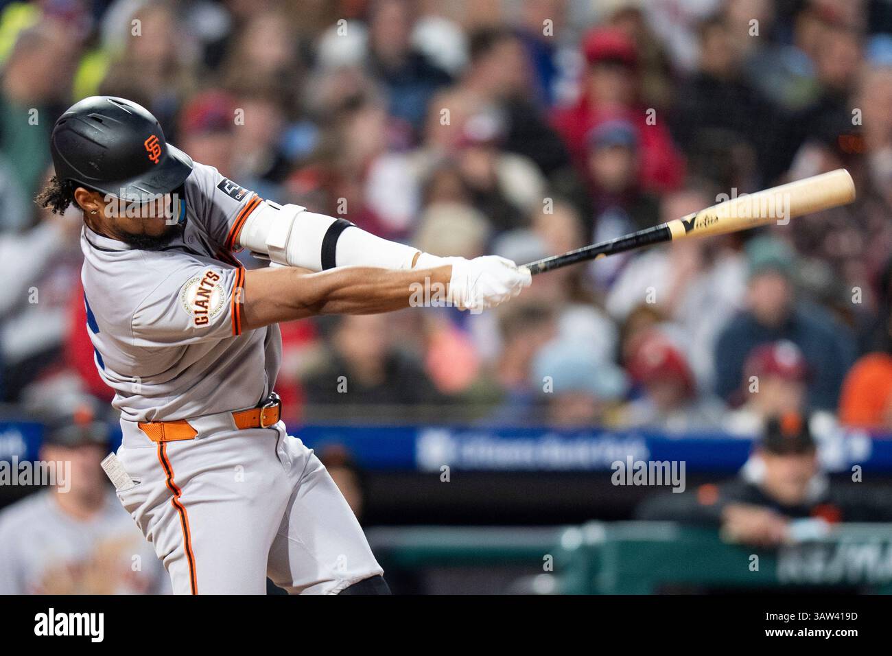 San Francisco Giants' Luis Matos in action during the baseball game ...