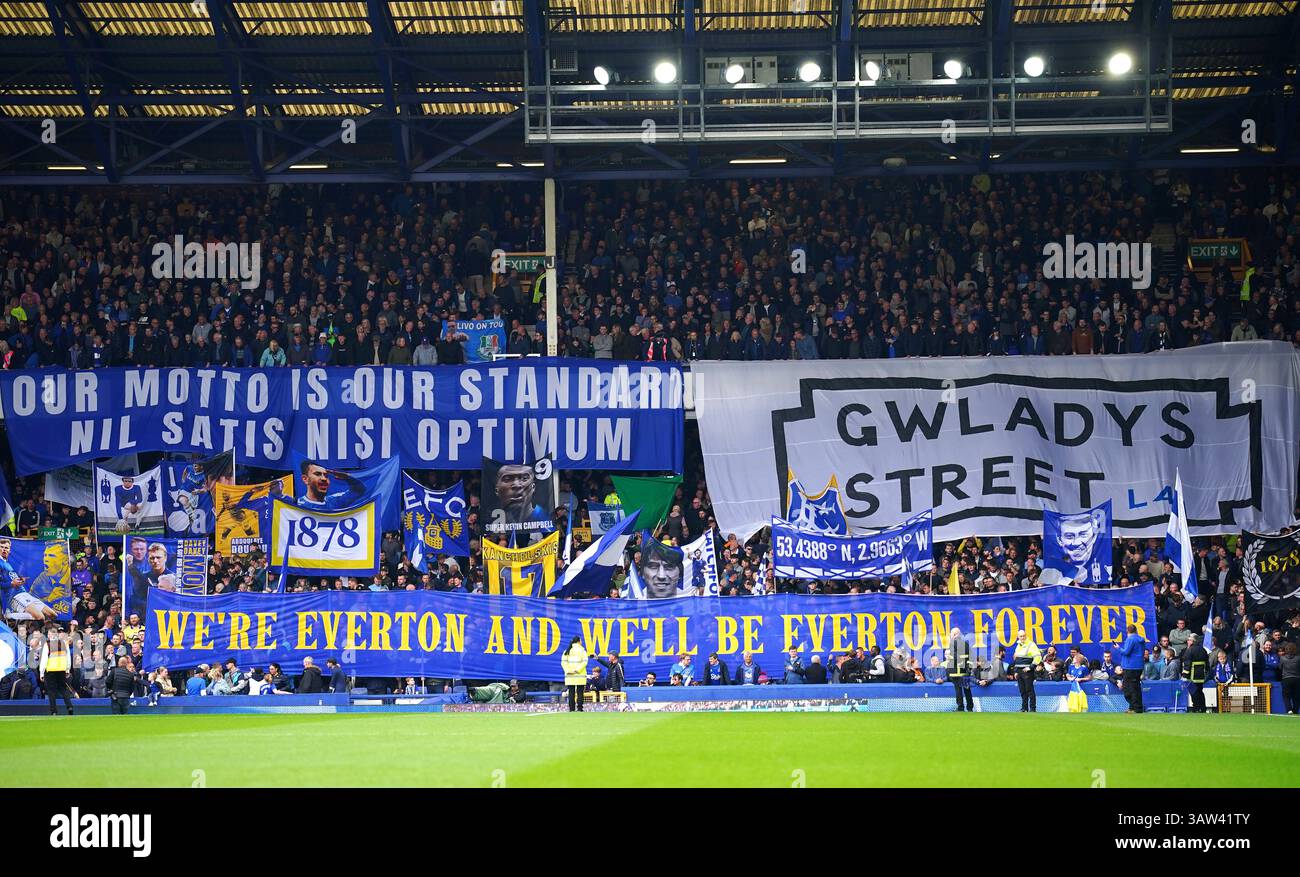 Everton fans in the stands ahead of the Premier League match at ...