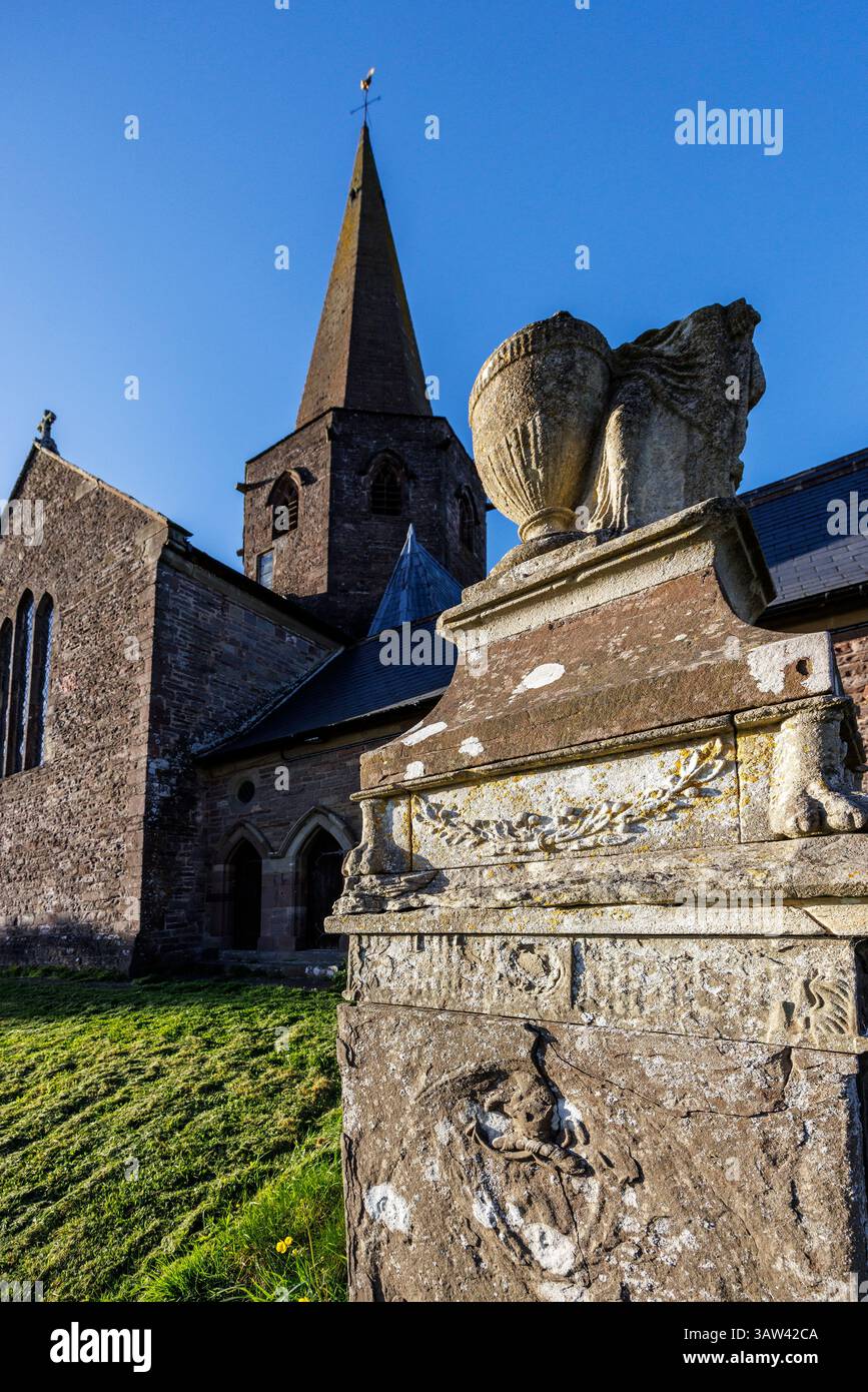 Old gravestone, St Nicholas church, Grosmont, Monmouthshire, Wales, UK ...