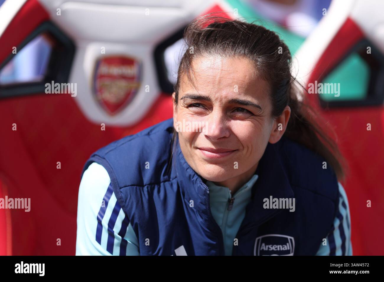 London, UK. 19th Apr, 2025. Renne Slegers, head coach of Arsenal during ...